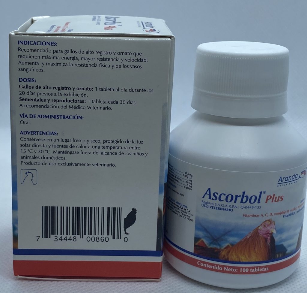 Ascorbol 100 tabletas – Productos para gallos