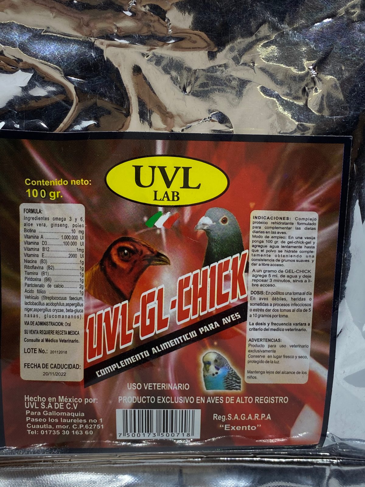 UVL GL CHICK 100G – Productos para gallos