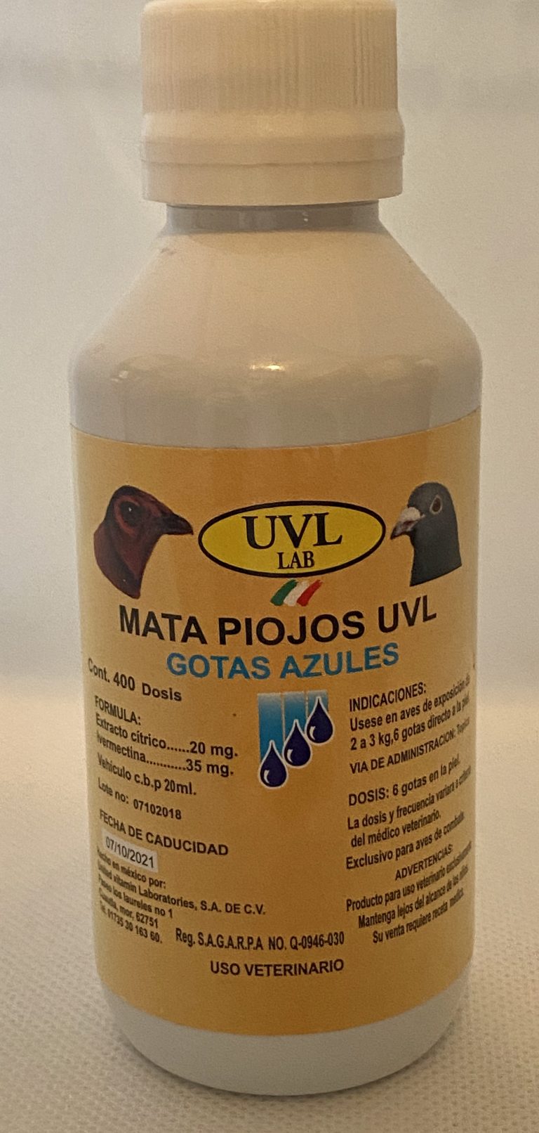 UVL MATA PIOJOS 400 DOSIS – Productos para gallos