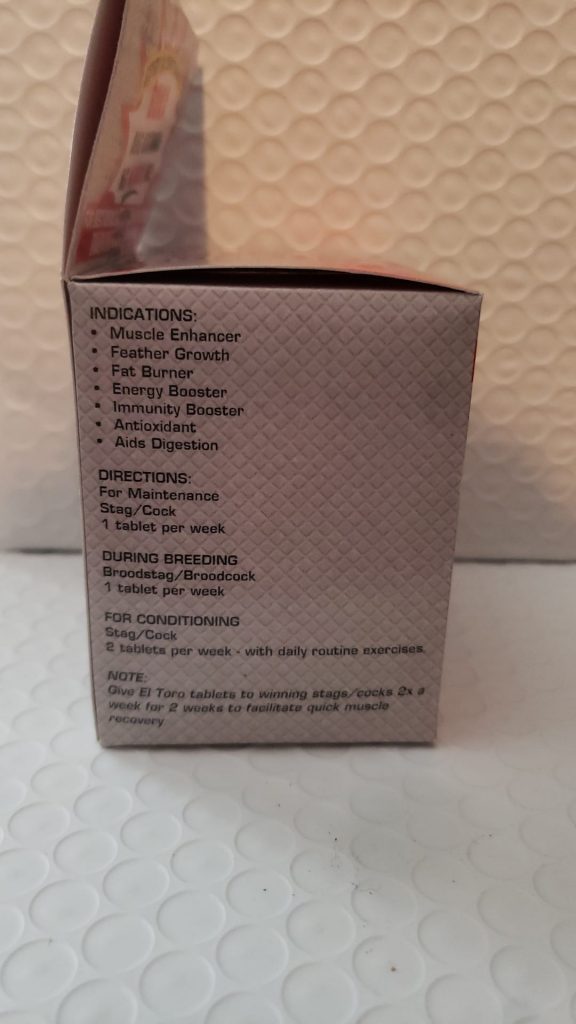 El Toro 100 tablets – Productos para gallos