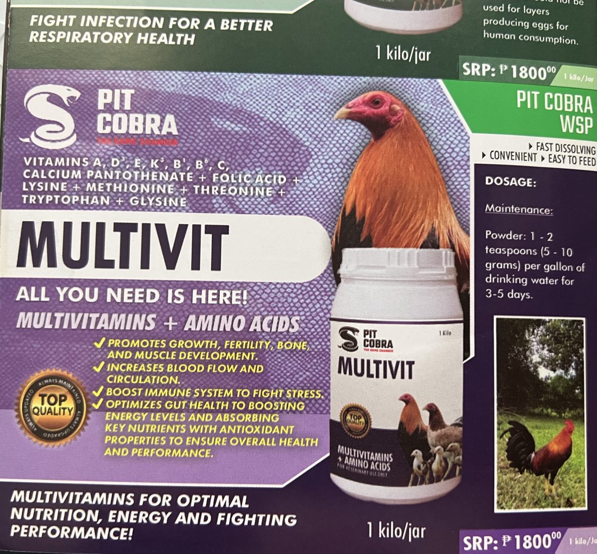 Pit Cobra MULTIVIT 1 kilo – Productos para gallos