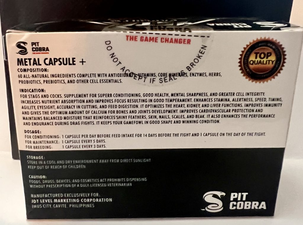 PIT COBRA Silver CAPSULE + (50 CAPSULES) – Productos para gallos